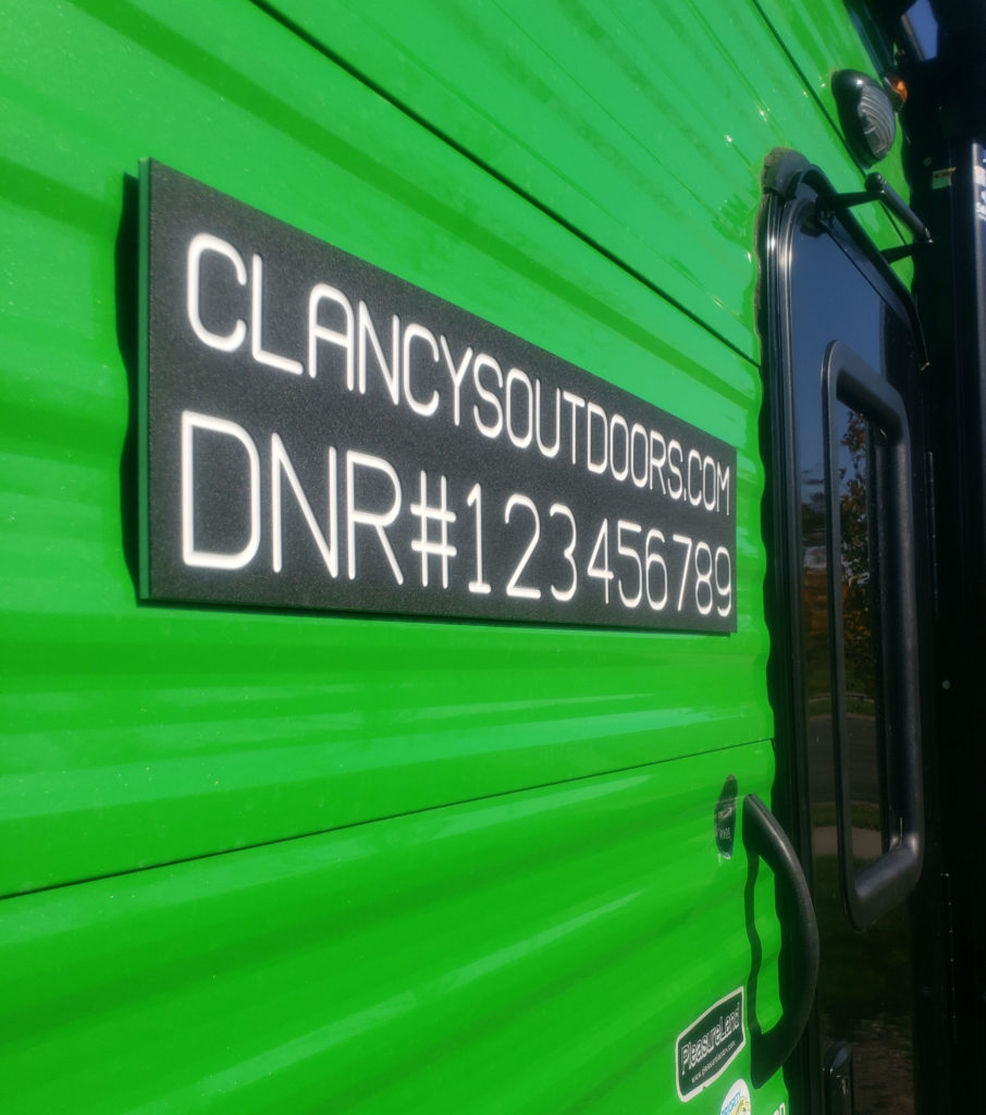 Custom DNR License Sign for Fish House - Clancy Outdoors