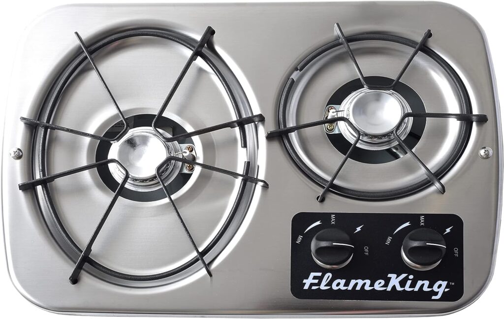 Flame King 2 Burner Built-In RV Trailer Stove with Wind Shield - Clancy ...